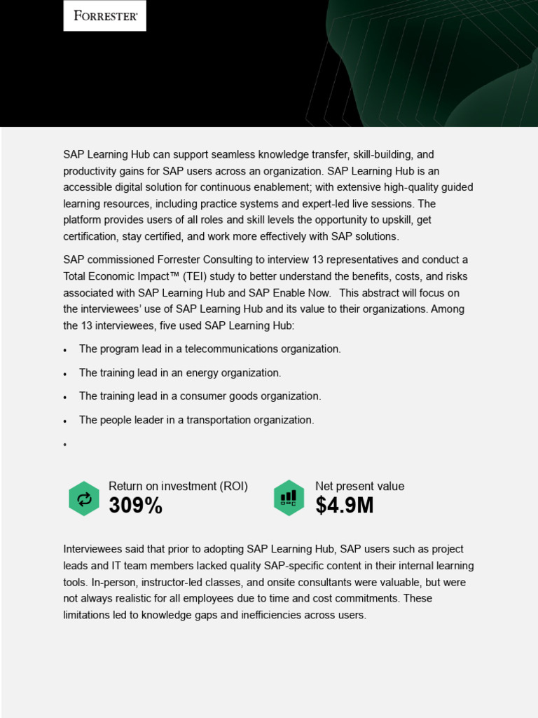 Forrester TEI Spotlight - SAP Learning Hub Helps Organizations Upskill ...