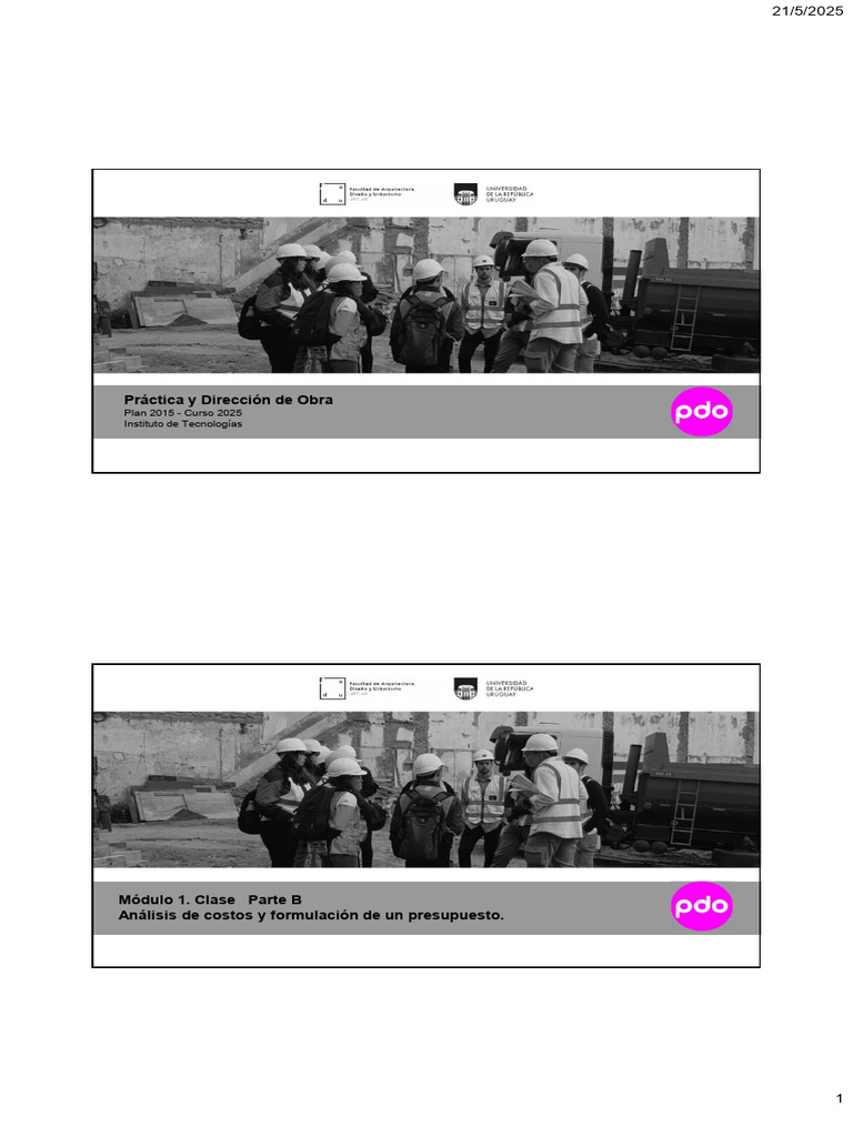 CLASE 10 Costos - Formulación de Un Presupuesto Parte B PDO 2025 | PDF | Presupuesto | Costo