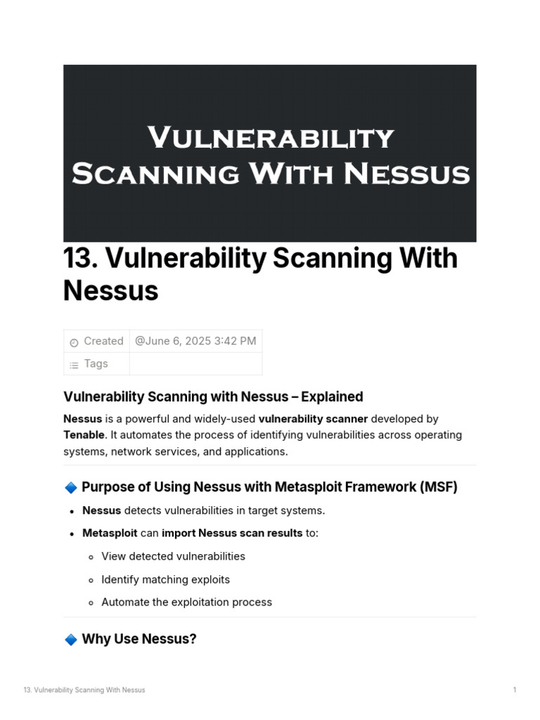 Vulnerability Scanning With Nessus | PDF | Computing | Cybercrime