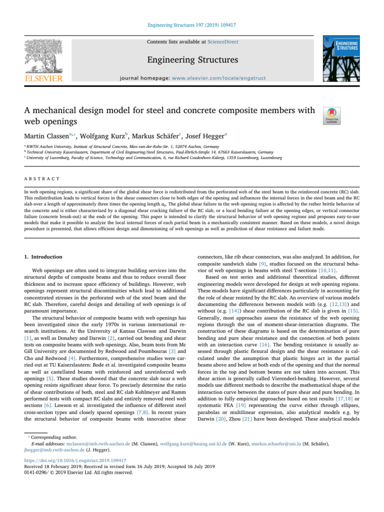 A Mechanical Design Model For Steel and Concrete Composite Members With ...