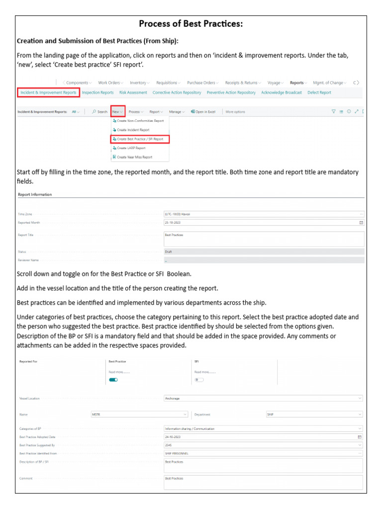 Best Practices Submission Guide for Ships | PDF | Software | Computing