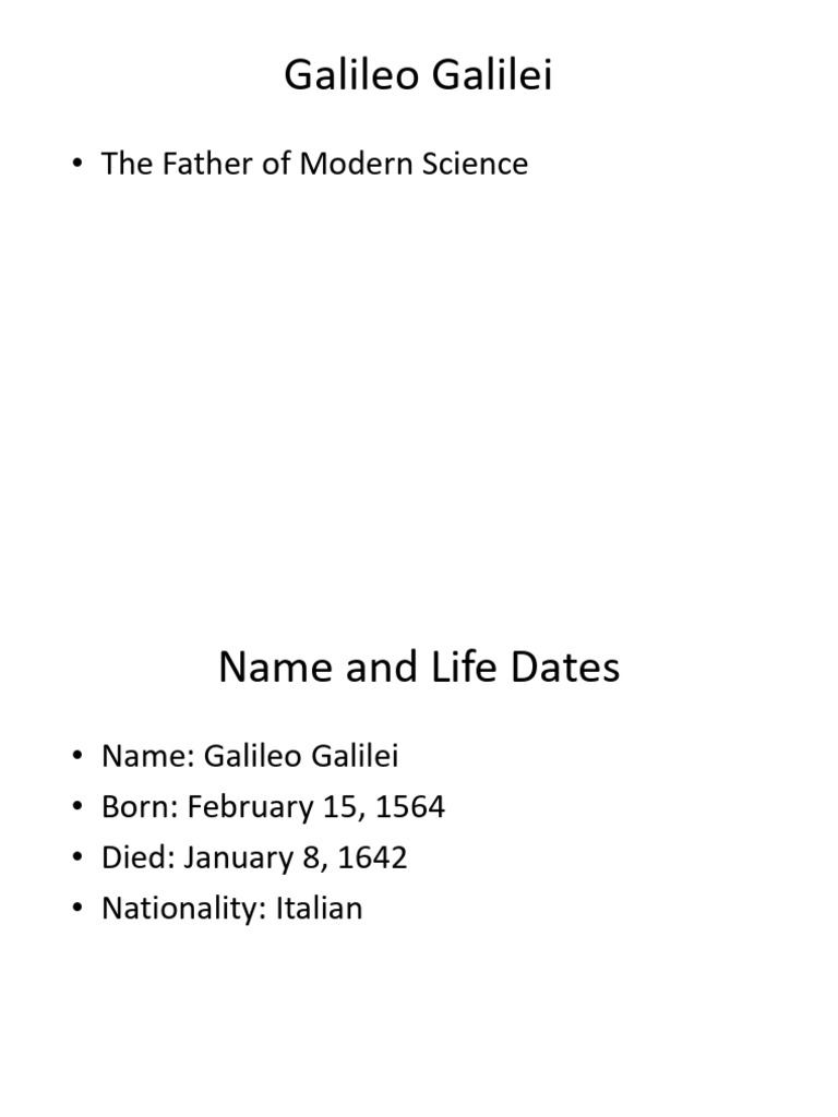 The Father of Modern Science: Galileo Galilei | PDF