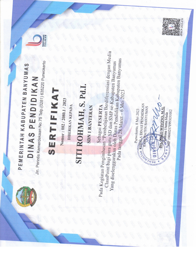 Sertifikat Classpoint | PDF