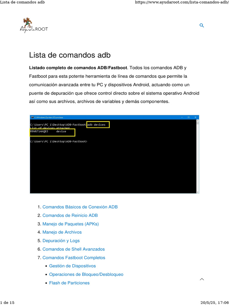 Lista de Comandos Adb | PDF | Archivo de computadora | Informática