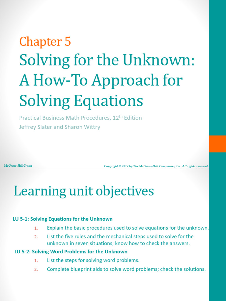Chapter 5. Solving For The Unknown | PDF | Equations | Multiplication