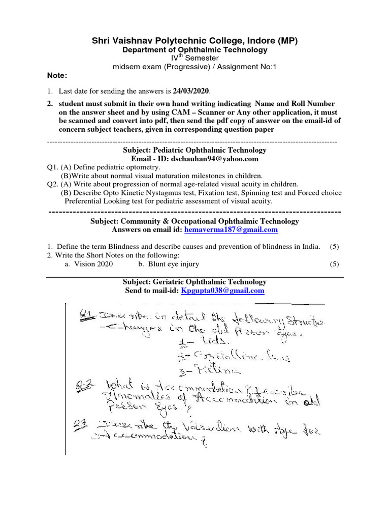 Opth Vi Sem March 2020a | PDF