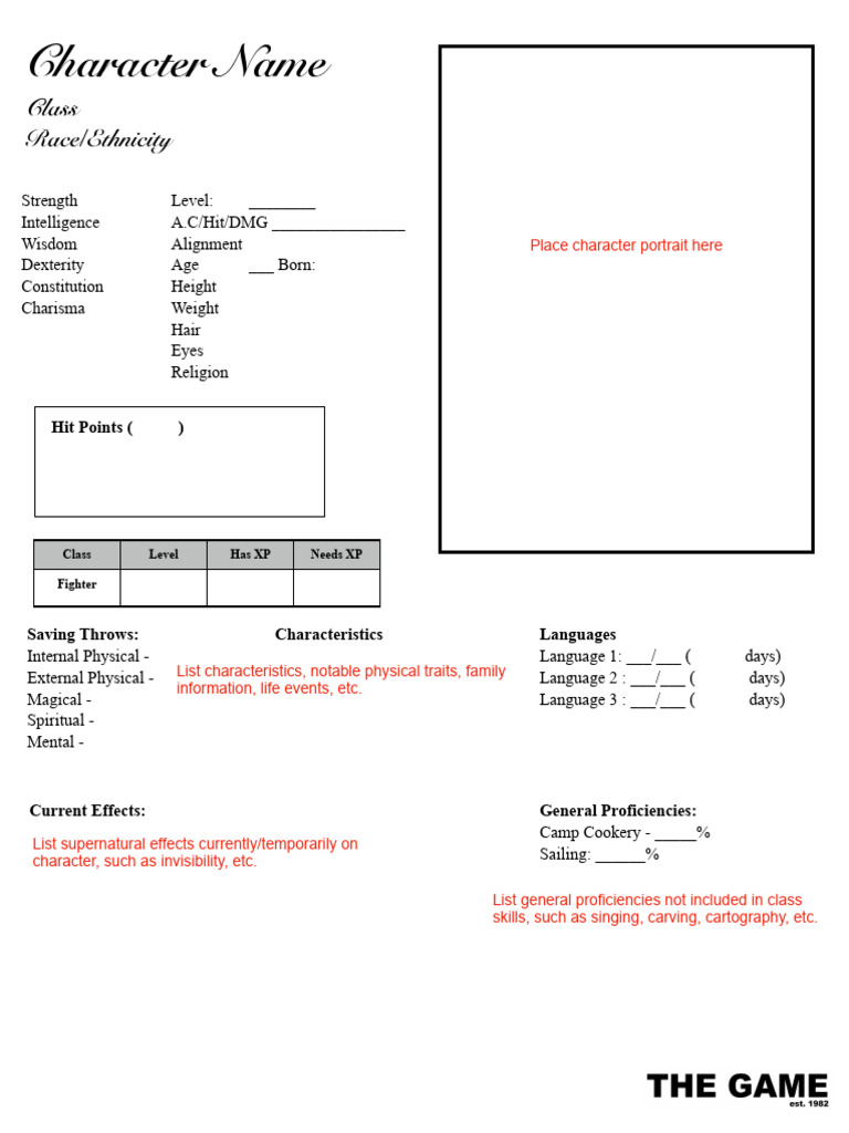 Thief Character Sheet (1) | PDF