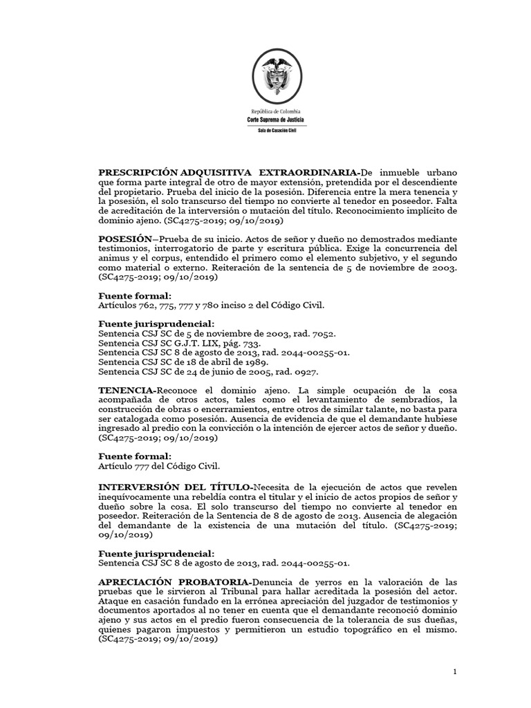 Interversion Titulo | PDF | Posesión (Ley) | Posesión adversa