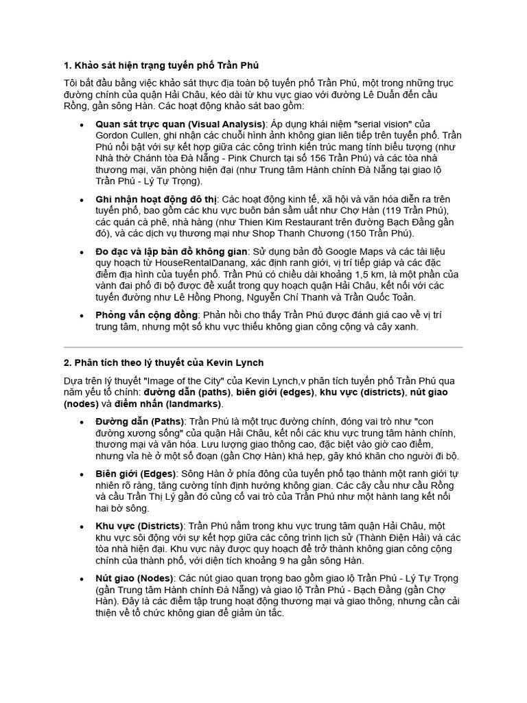 Khảo sát hiện trạng tuyến phố Trần Phú | PDF