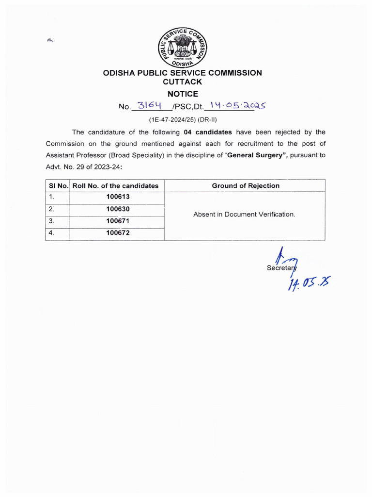 APBS Gen Surgery Reject | PDF