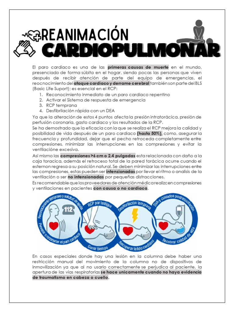 Reanimación Cardiopulmonar | PDF | Reanimación cardiopulmonar | Paro cardíaco