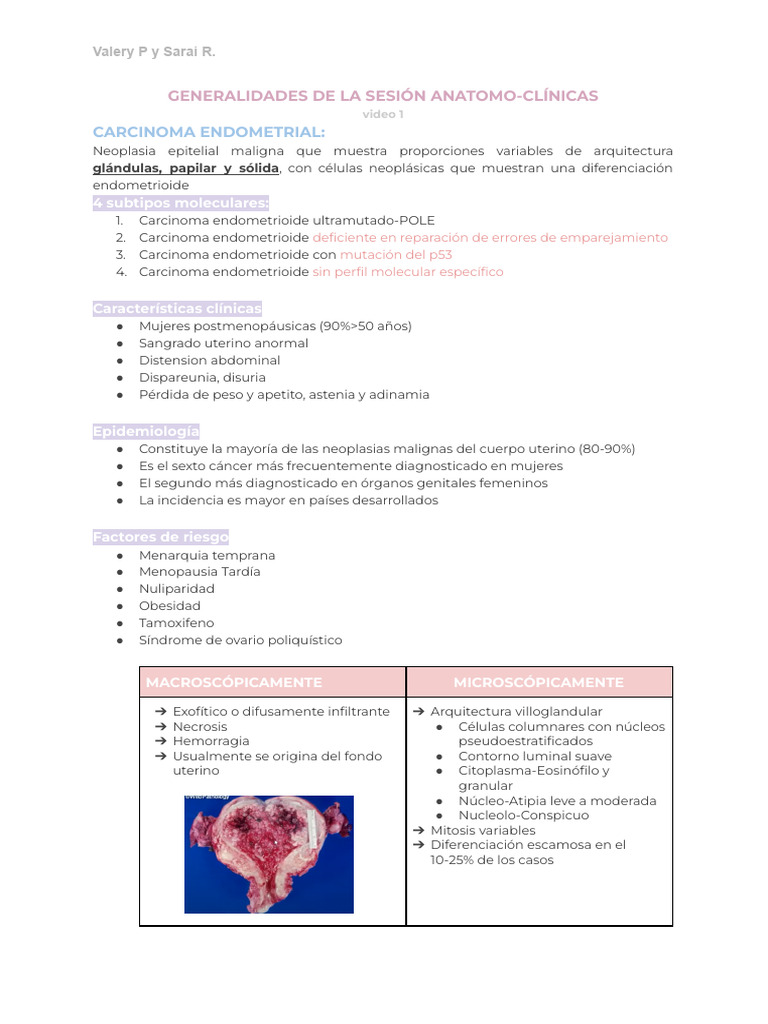 s8, Anatomo-Clinicas Pt1 | PDF | Ovario | Especialidades Medicas