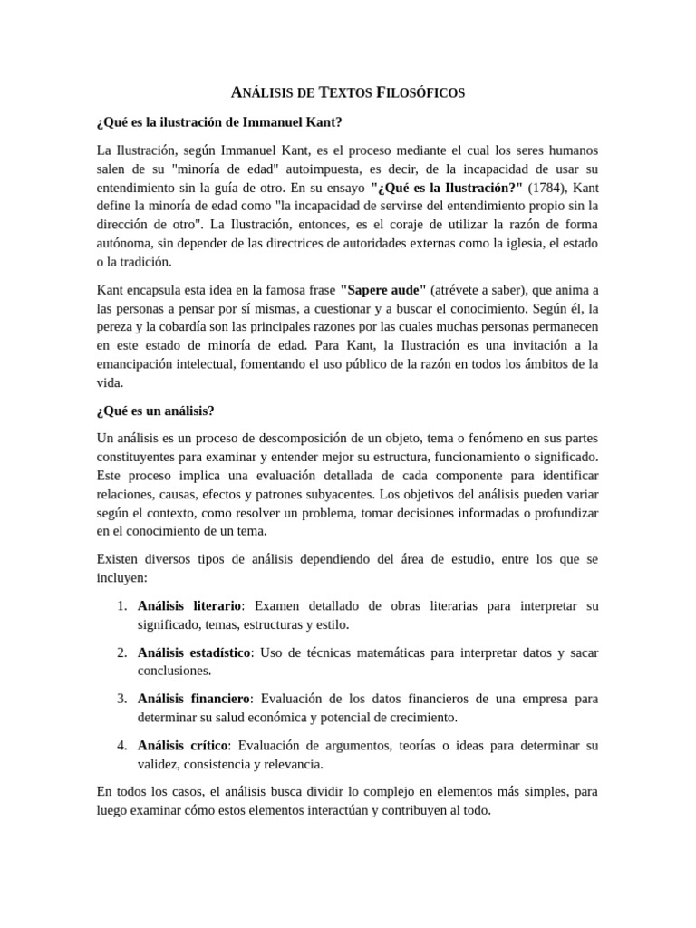 Análisis de Textos Filosóficos | PDF | Immanuel Kant | Razón