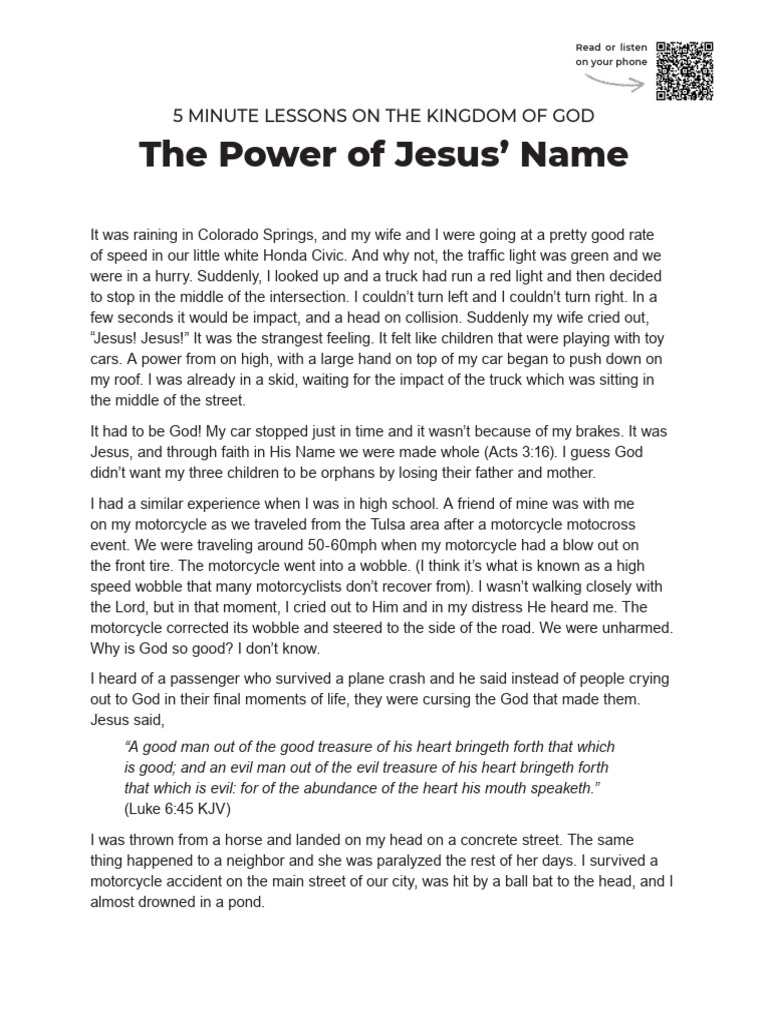 The Power of Jesus Name | PDF | Jesus | Christian Belief And Doctrine