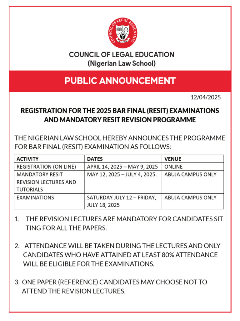2025 Advert For Resit Registration | PDF | Government And Personhood