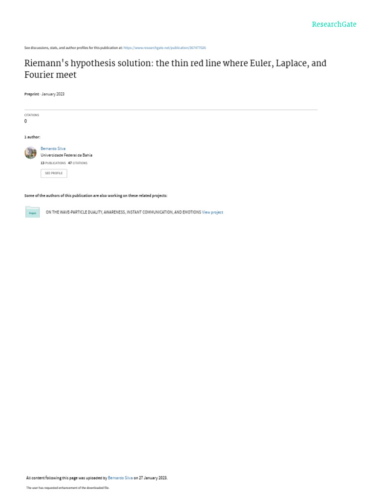 Riemanns Hypothesis Solution | PDF | Special Functions | Complex Analysis