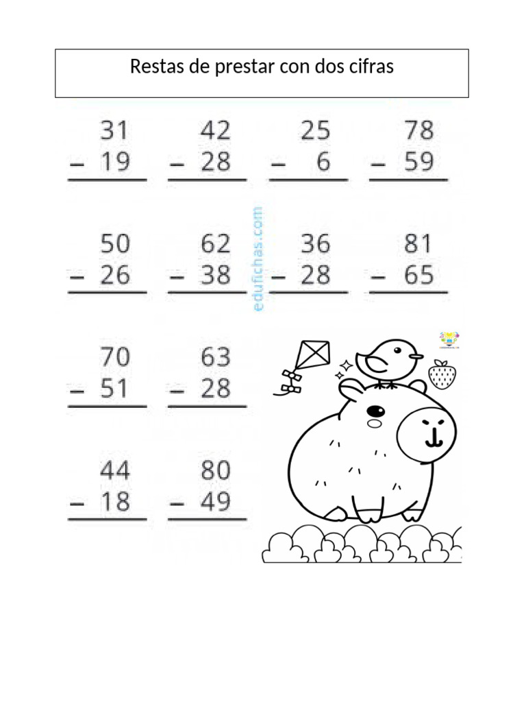 RESTAS DE PRESTAR CON DOS CIFRAS 1 | PDF