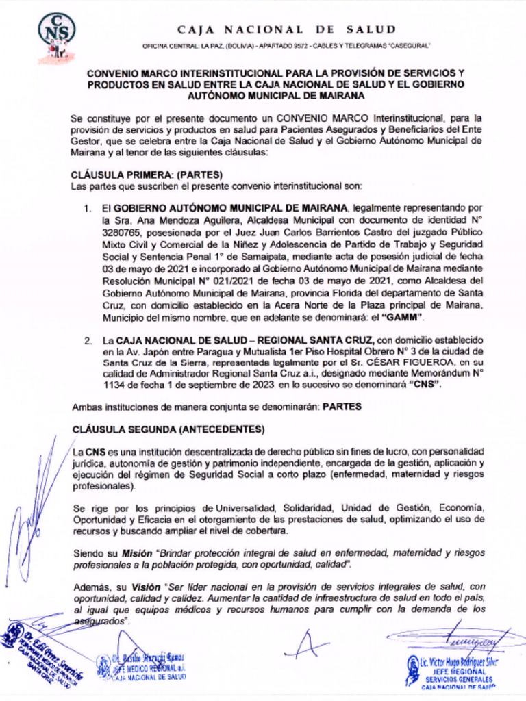 Modelo de Convenio CNS y GAM | PDF