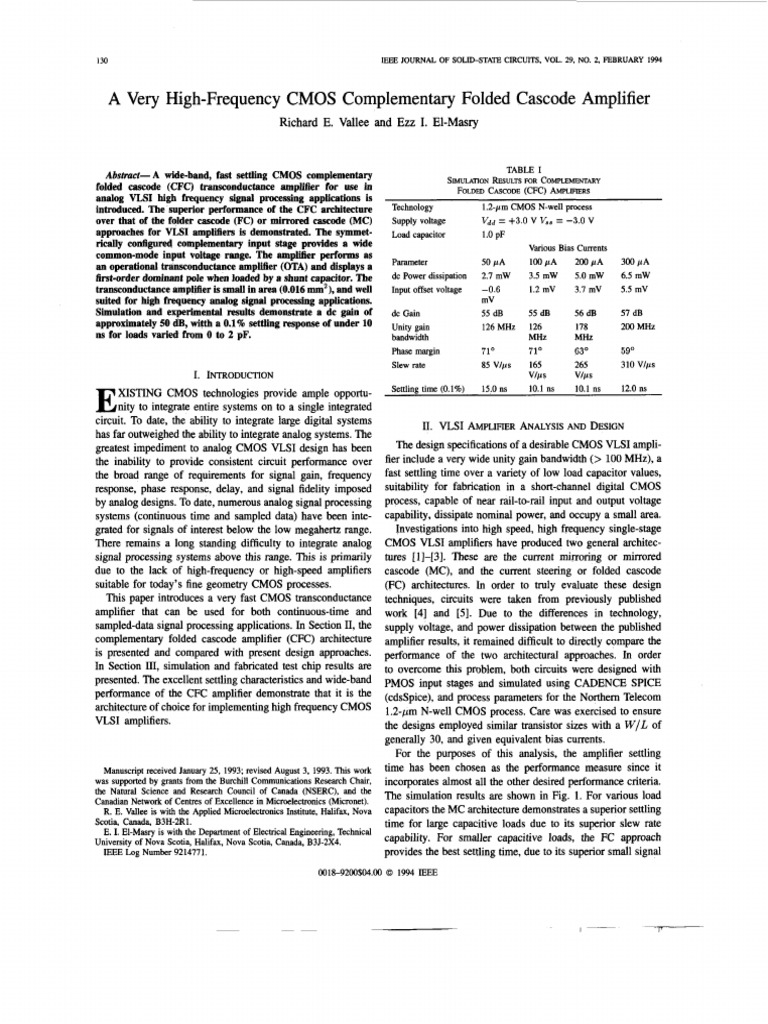 High-Speed CMOS Folded Cascode Amplifier | PDF | Amplifier | Cmos