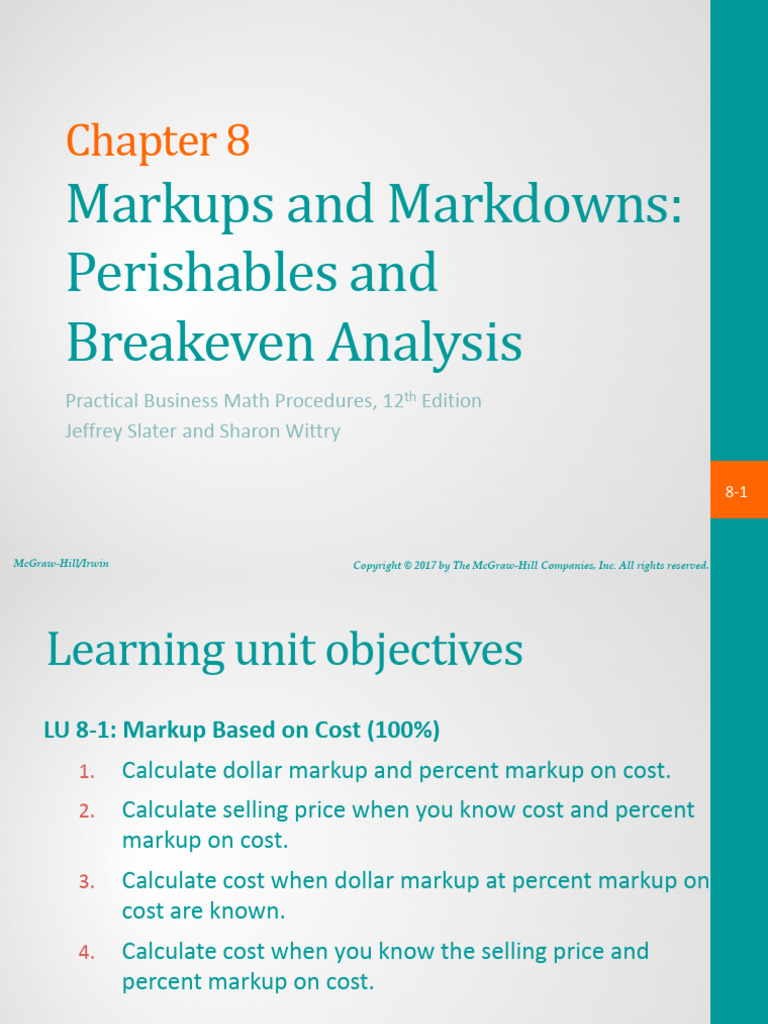 Chapter 8. Markups and Markdowns | PDF | Net Income | Prices
