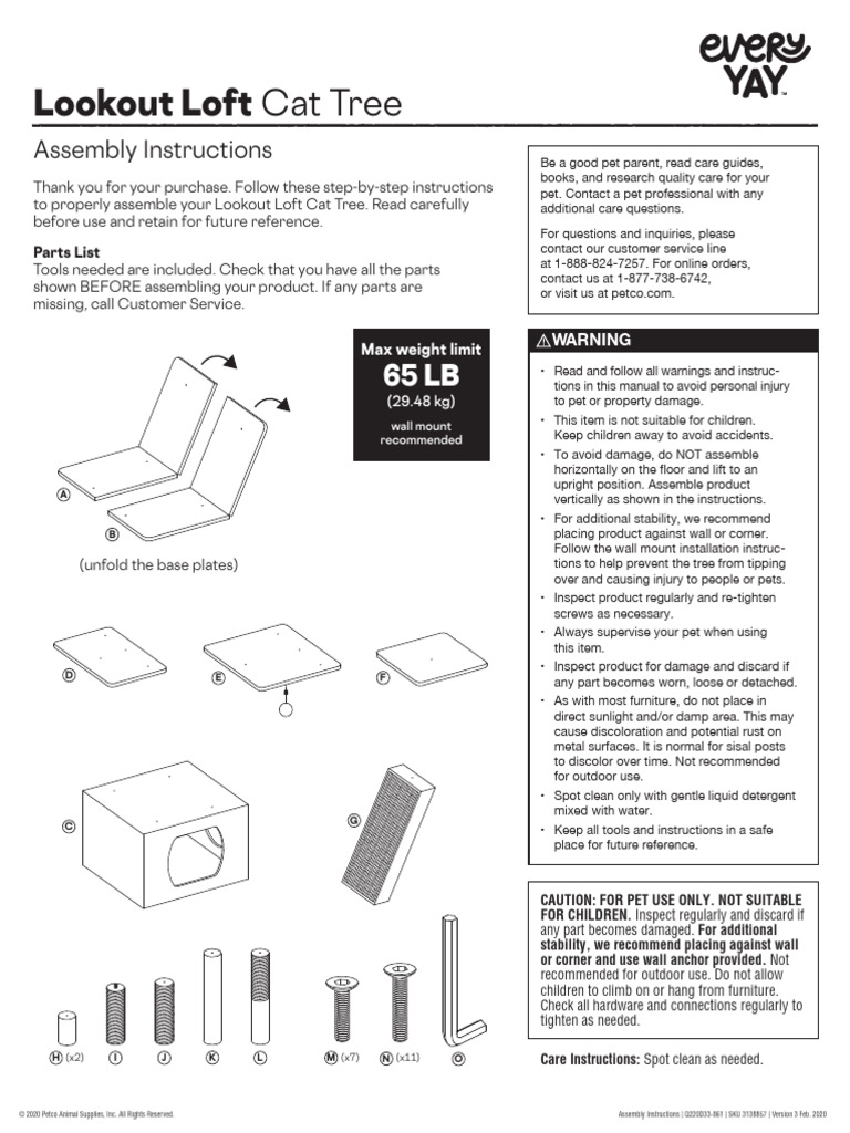 Eyay Bigcat Condo Tree Assembly Instructions v3 | PDF