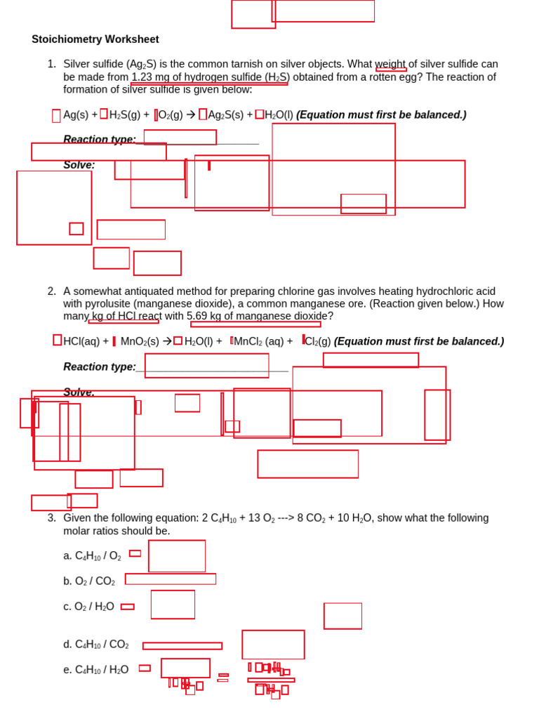 CH 5 Stoichiometry - Worksheet | PDF | Iron | Stoichiometry