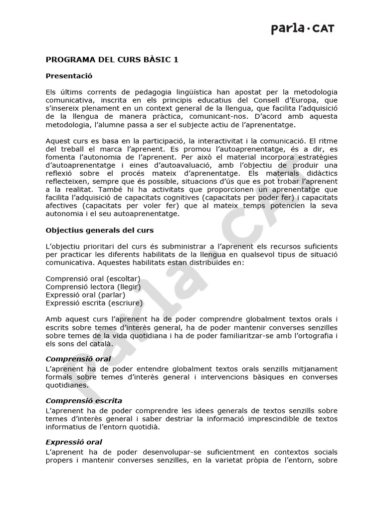 Programa Del Curs LB1 | PDF