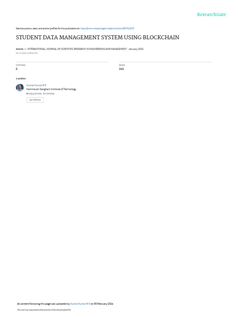 Student Data Management System Using Blockchain | PDF | World Wide Web | Internet & Web