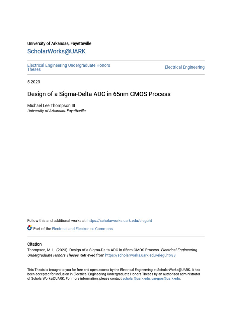 REFERANS Design of A Sigma-Delta ADC in 65nm CMOS Process | PDF ...
