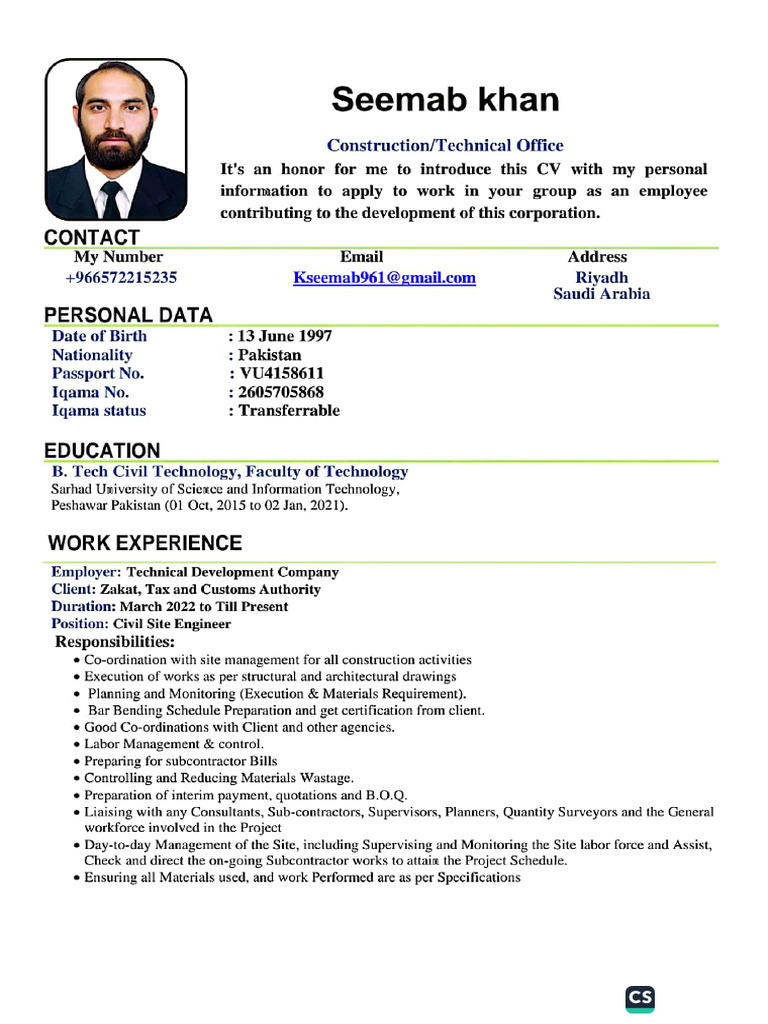 Seemabksa cv77 | PDF