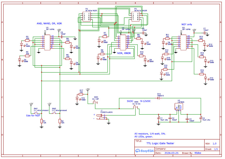 Logic Gate Tester Schematic | PDF
