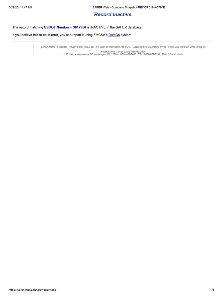 Safer Web - Company Snapshot Record Inactive | PDF