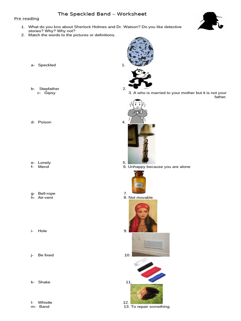 The Speckled Band Worksheet | PDF | The Adventure Of The Speckled Band ...