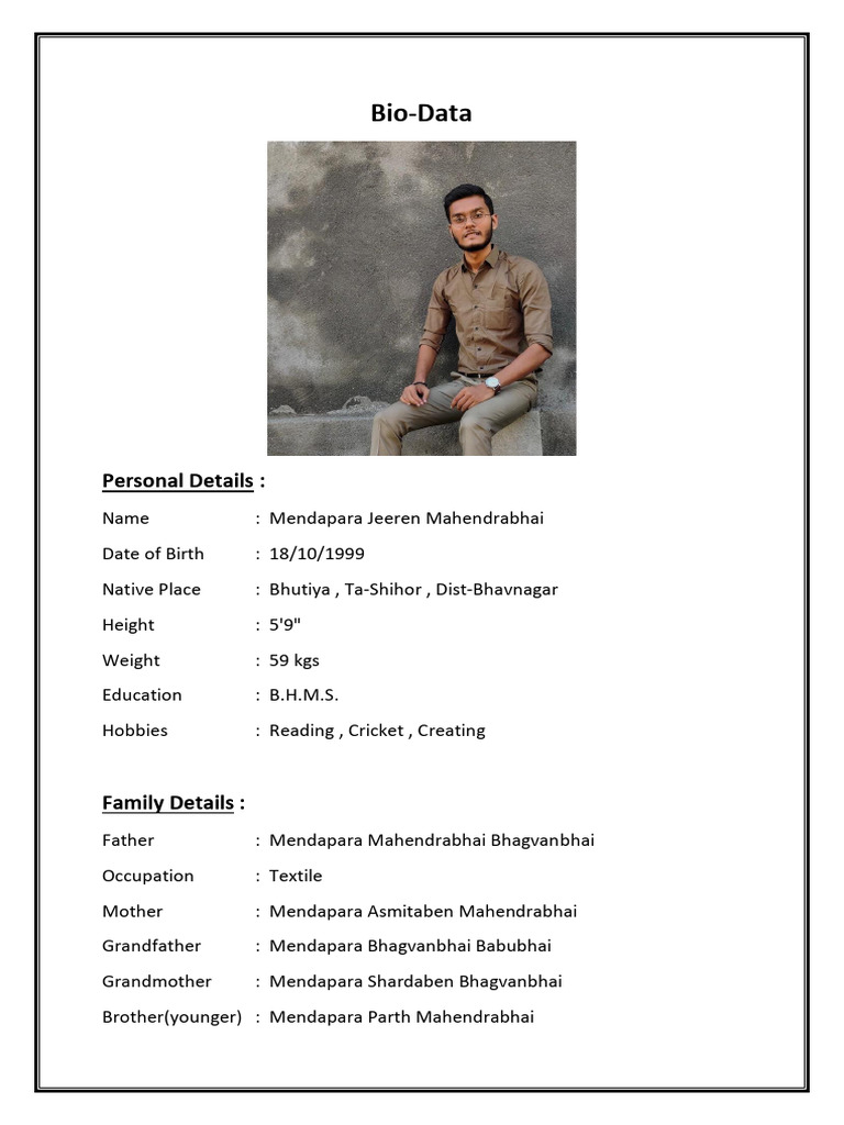 BioData of Jeeren | PDF