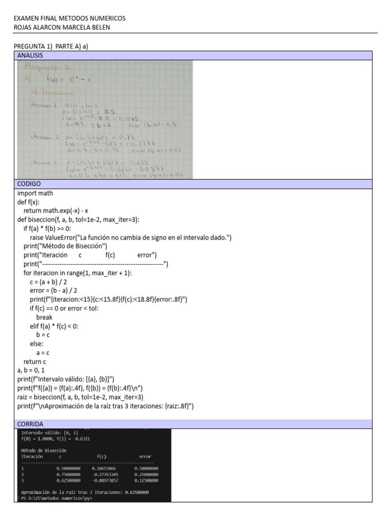 Examen Final Metodos Numericos | PDF | Análisis numérico | Informática