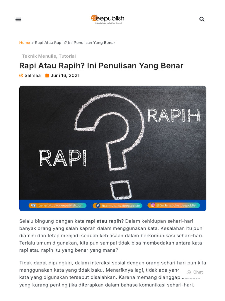 Rapi Atau Rapih - Ini Penulisan Yang Benar - Penerbit Deepublish | PDF