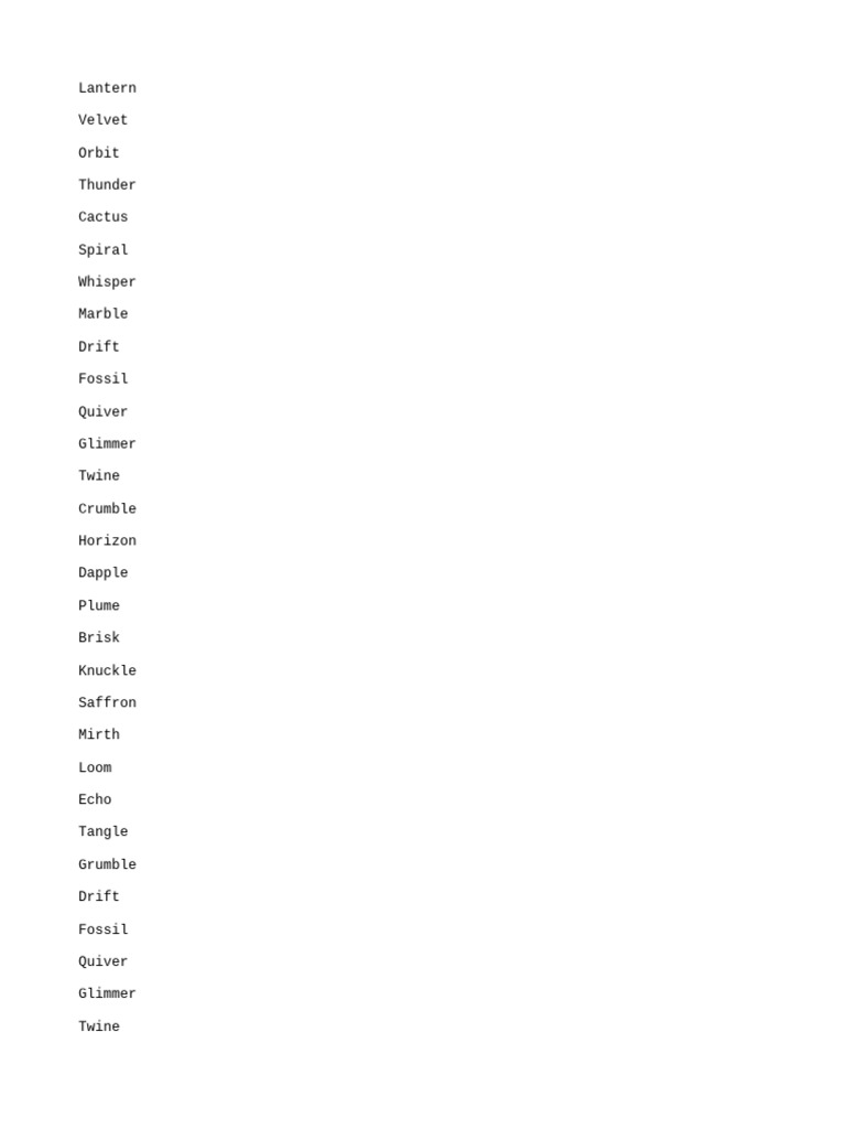 Unique Word List for Creative Writing | PDF