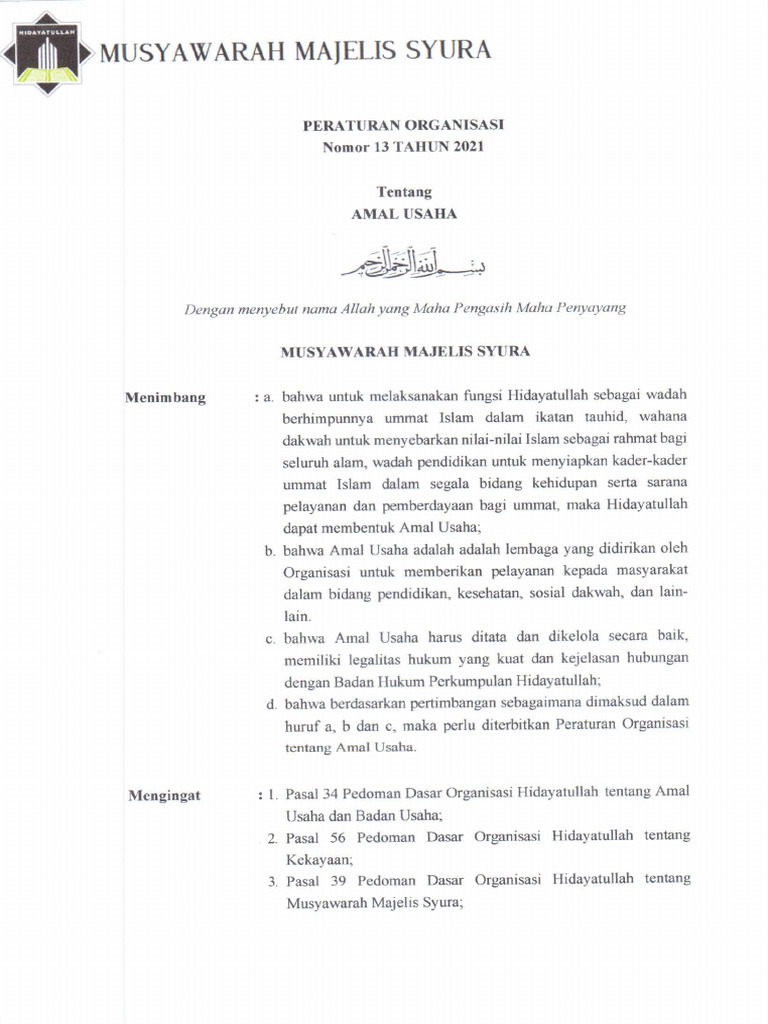 Po Amal Usaha No 13 Tahun 2021 Final | PDF