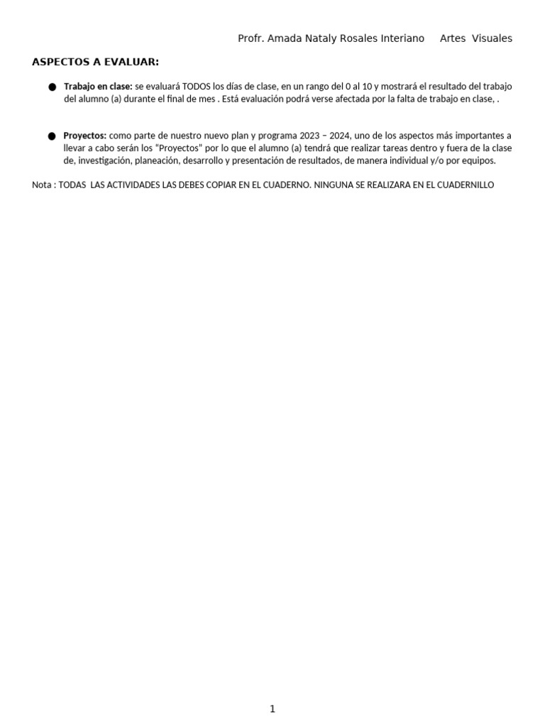 Aspectos A Evaluar | PDF