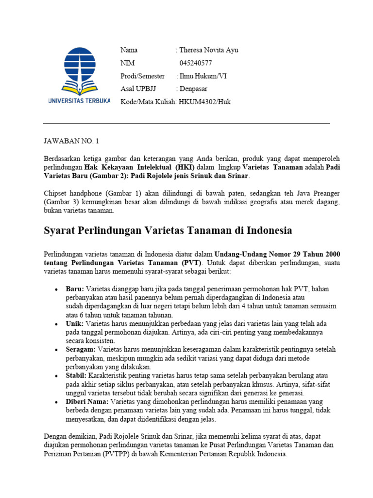 TMK 3 - Theresa Novita Ayu - HKI | PDF