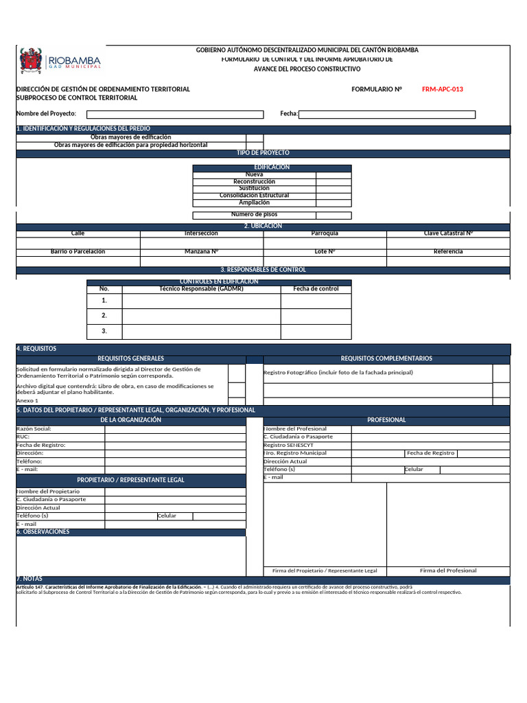 005 Avance Proceso Constructivo 2023 Frm-Apc-012 | PDF