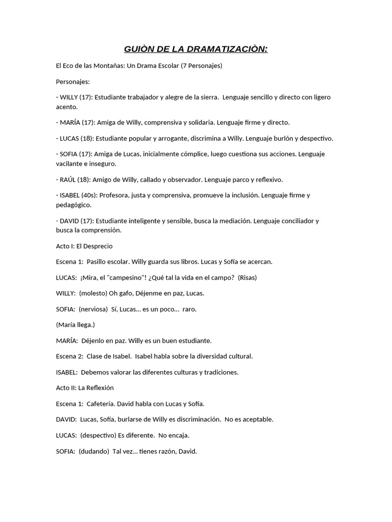 Guiòn de La Dramatizaciòn | PDF
