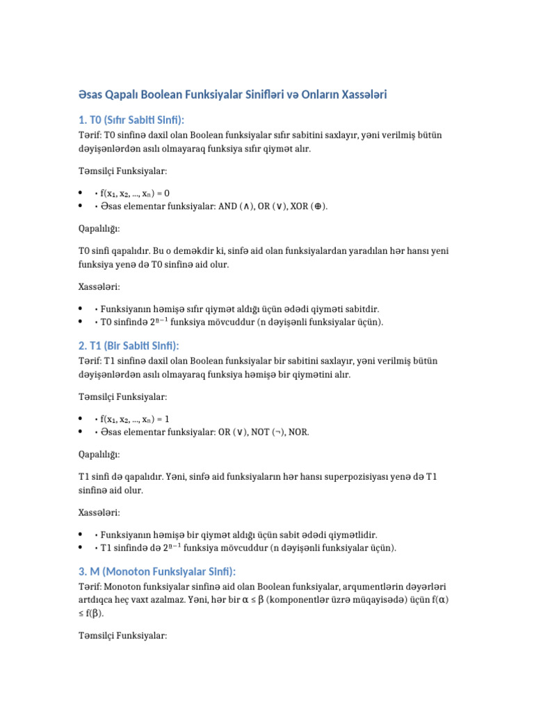 Qapali Boolean Funksiyalar Cedvel | PDF