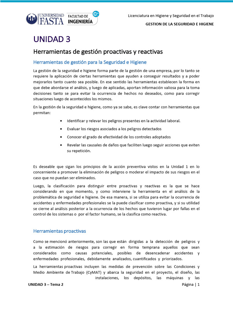 U3. Tema 3. Herramientas de Gestión Proactivas y Reactivas | PDF | Análisis FODA | Seguridad y ...