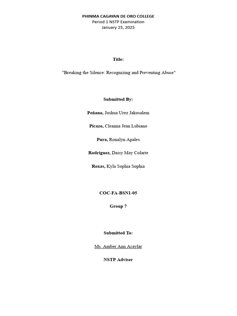 Group 7 Community Vision Plan 2 | PDF | Human Rights | Psychological Abuse