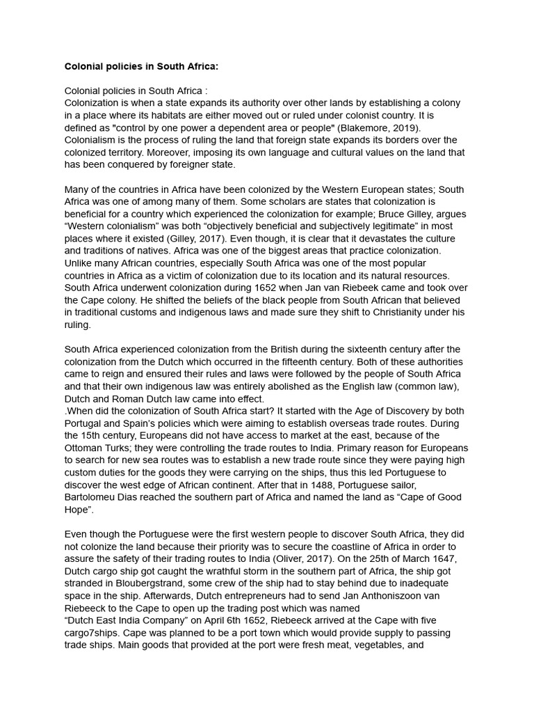 Colonialism in South Africa: An Overview | PDF | Colonialism | British ...