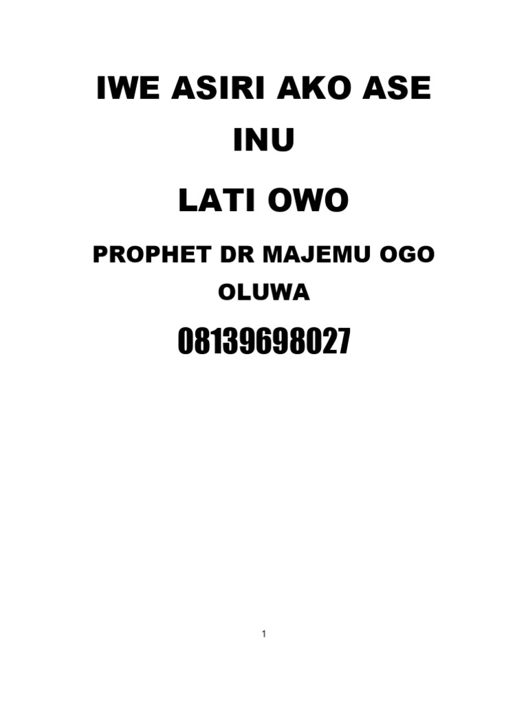 Iwe Asiri Ako Ase Inu | PDF