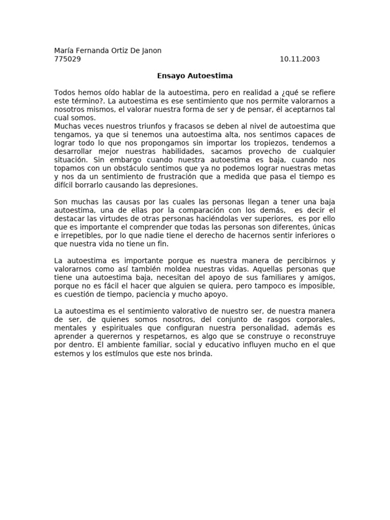 Tarea Autoestima | PDF