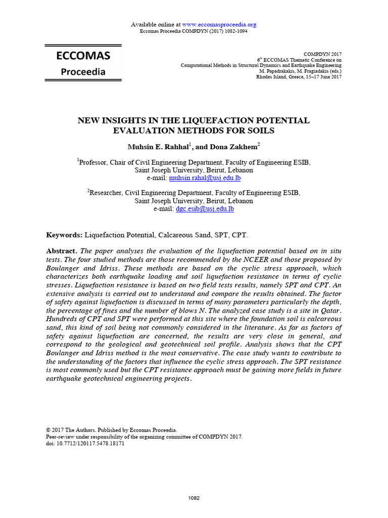 New Insights in The Liquefaction Potenti | PDF | Limestone | Earthquakes