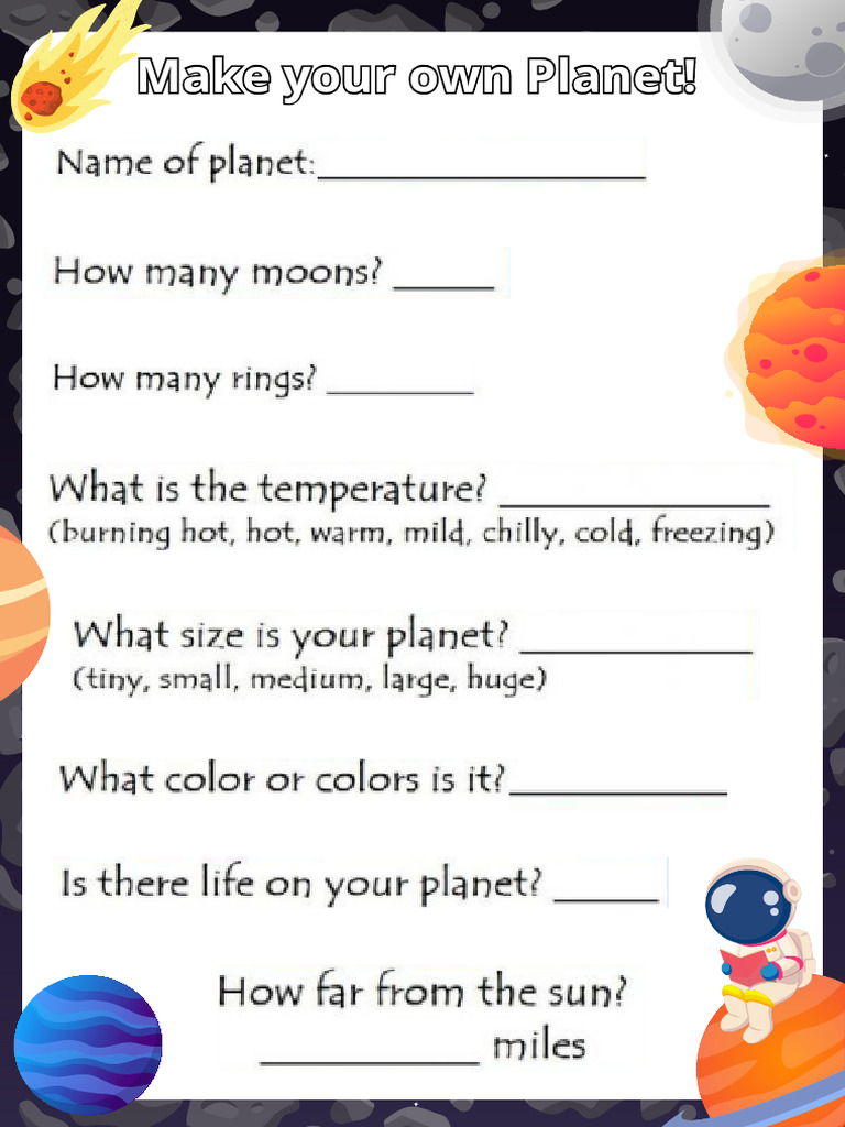 Science Planets Worksheet Activity | PDF | Earth | Sun